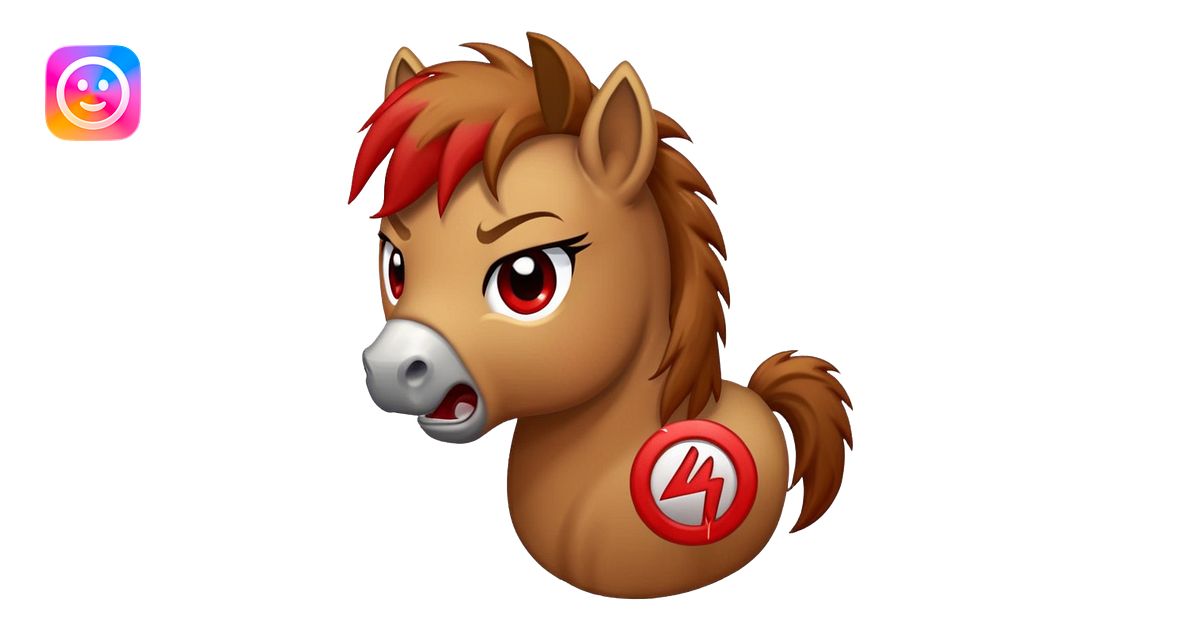 Angry Pony with the Anger Symbol emoji over it emoji | AI Emoji Generator