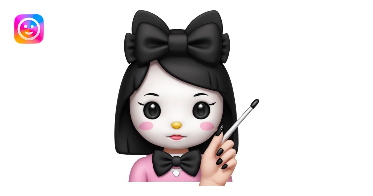 hello kitty with a blunt in a hand with long black nails and a black ...