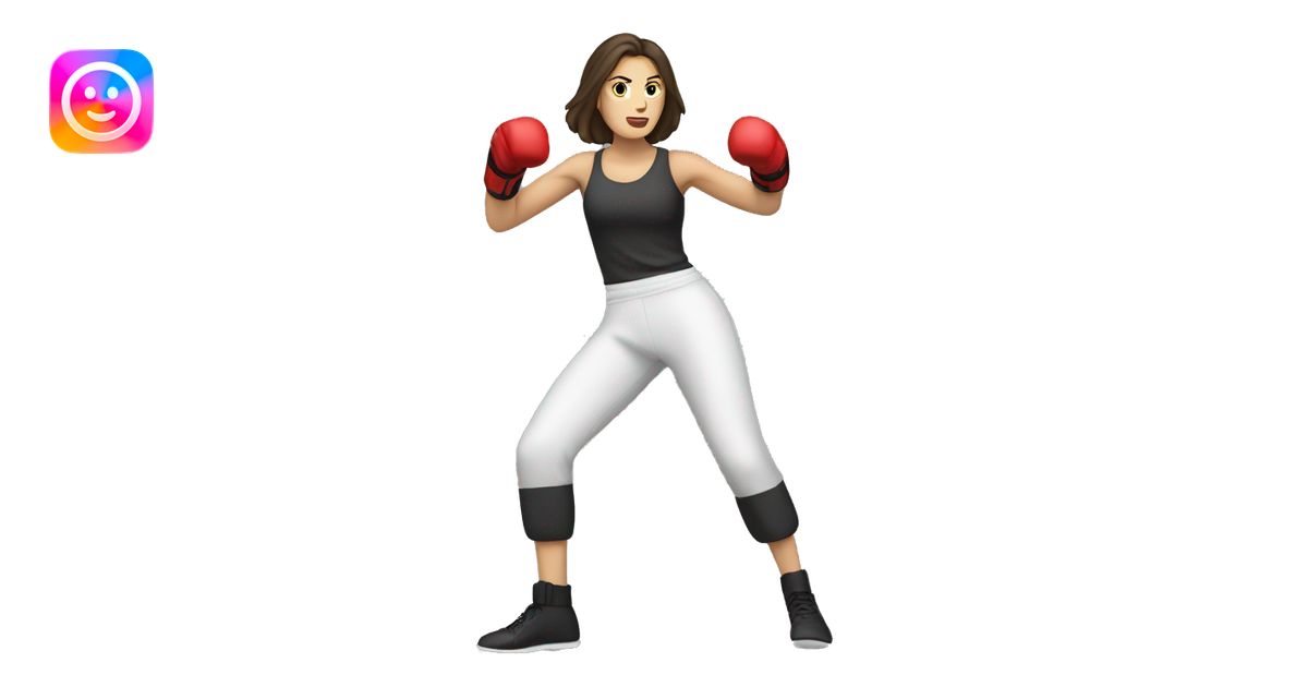 Brunette white Woman kickboxing full body emoji | AI Emoji Generator