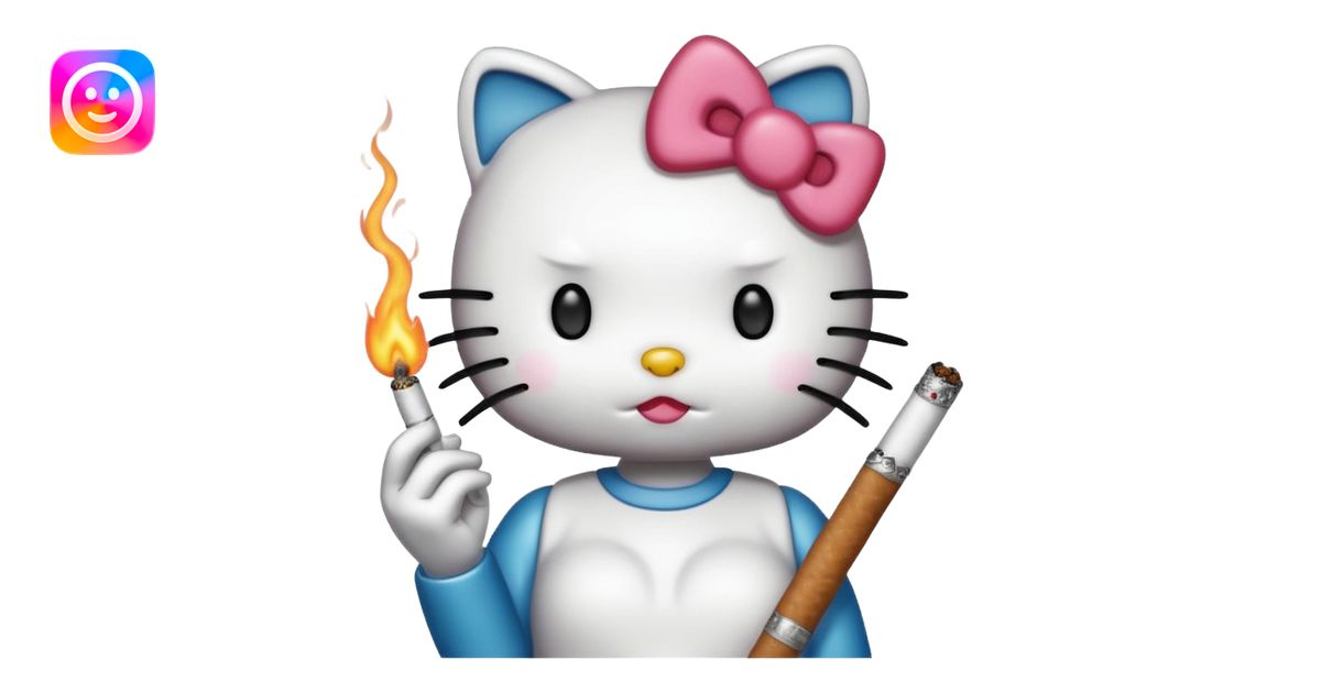 hello kitty with a blunt emoji | AI Emoji Generator
