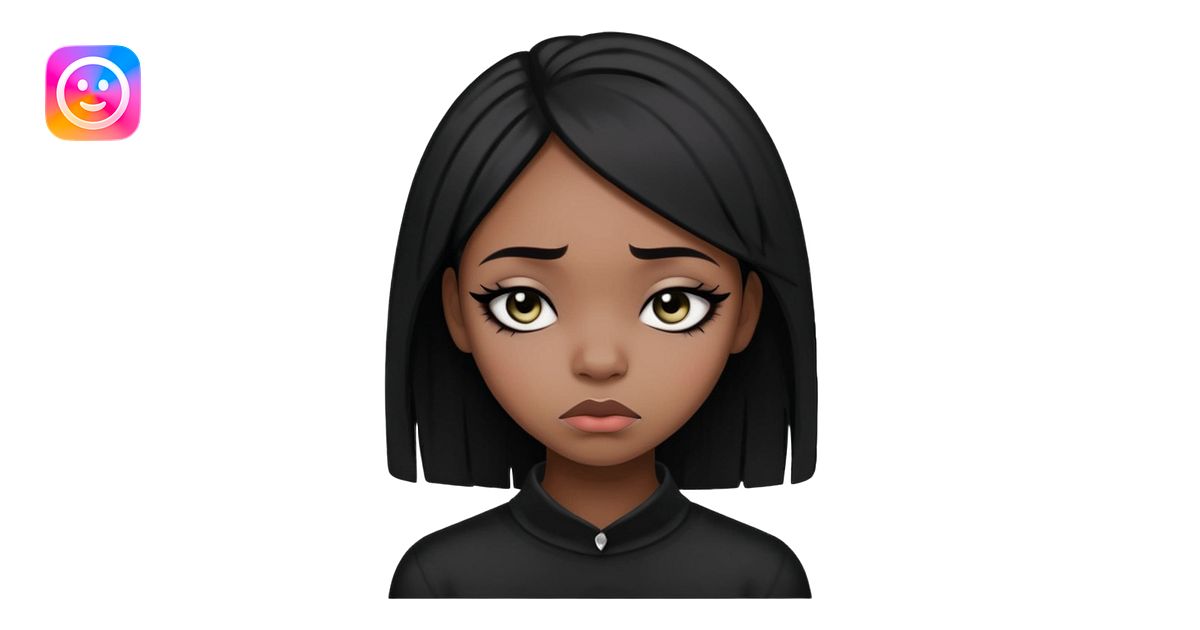 black girl with dramatic eyeliner, sad emo expression emoji | AI Emoji ...