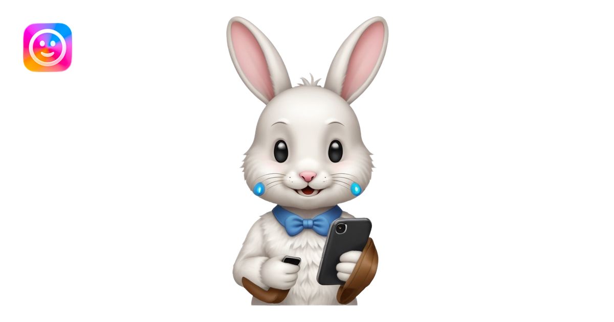 White rabbit on phone talking emoji emoji | AI Emoji Generator