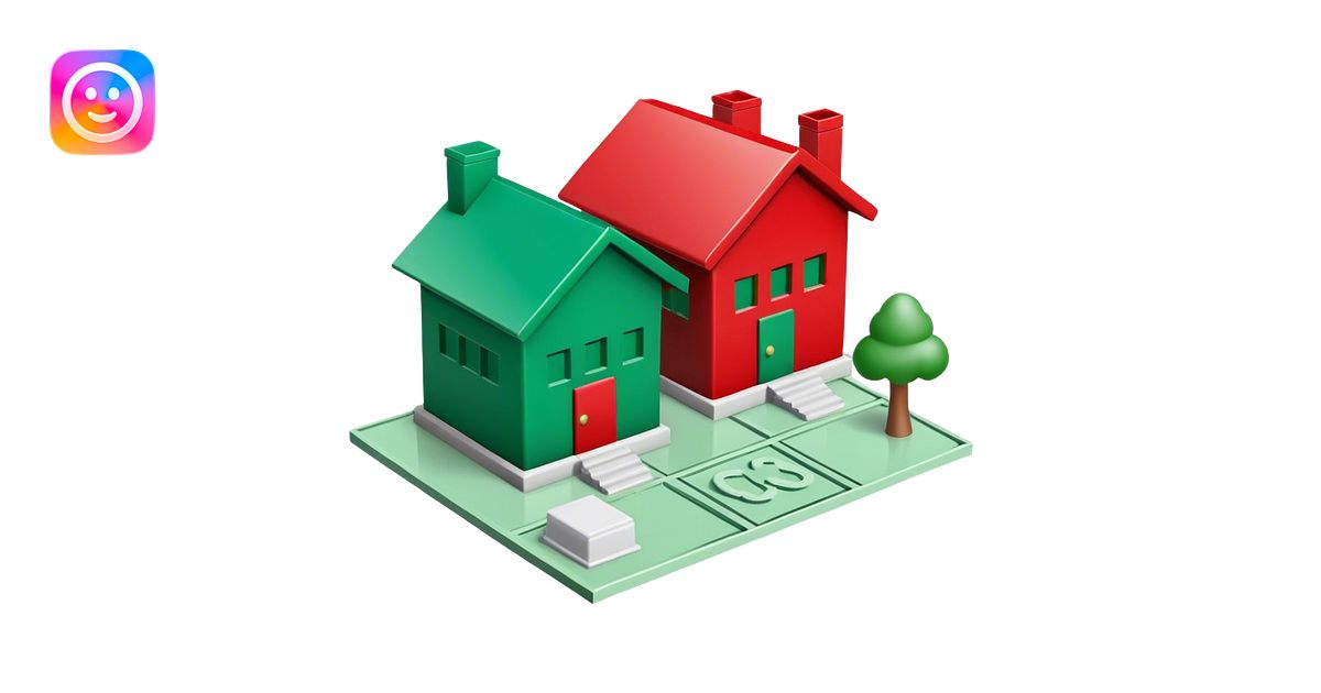 Monopoly Green and red houses emoji | AI Emoji Generator