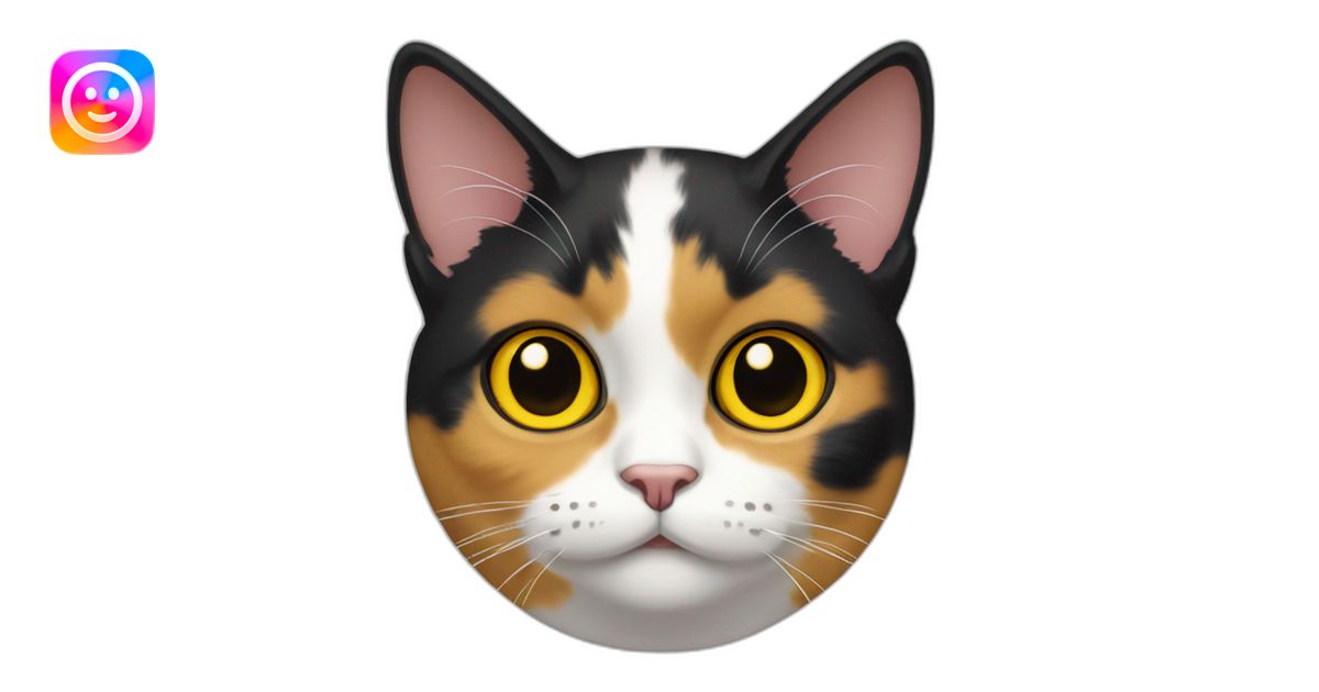 Calico cat cute with yellow eyes emoji | AI Emoji Generator
