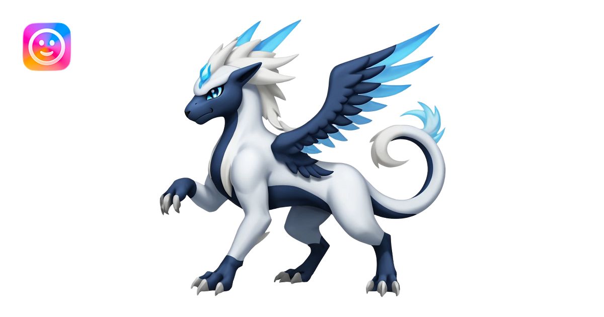 Absol-Luxray-Reshiram-Kyurem-fusion, full body emoji | AI Emoji Generator