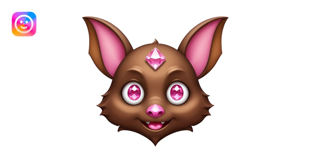 a normal bat witha pink diamond in its forhead emoji | AI Emoji Generator