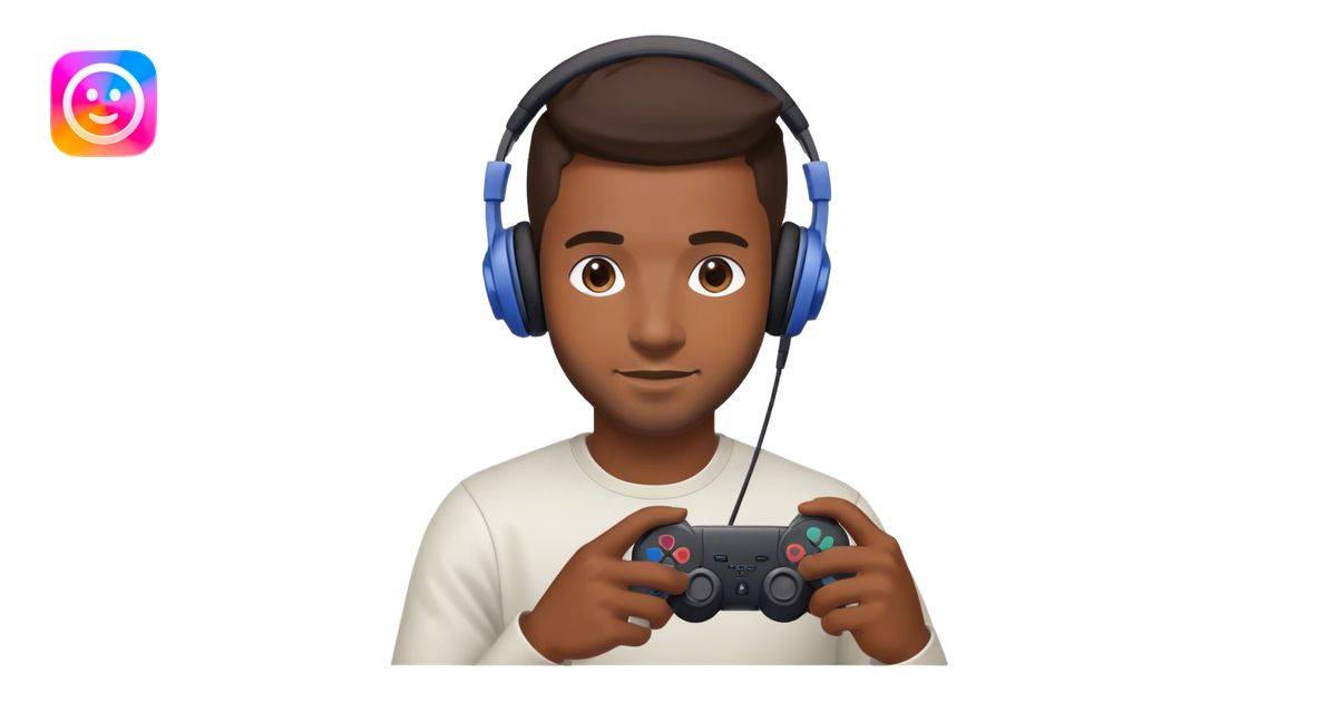 Muchacho guapo con audífonos jugando playstation emoji | AI Emoji Generator