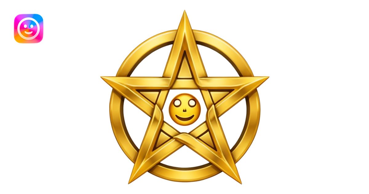 Pentagram with gold background emoji | AI Emoji Generator