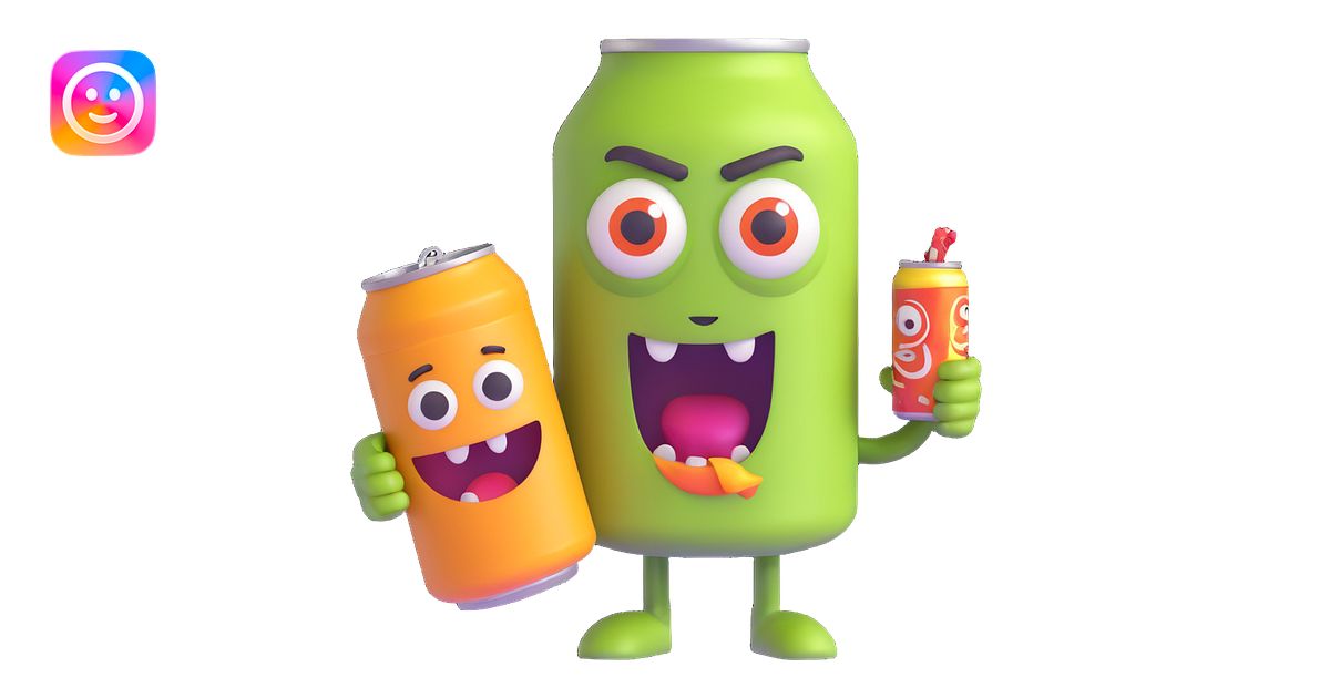 cartoon character strung out on Monster energy drink, wild eyes ...