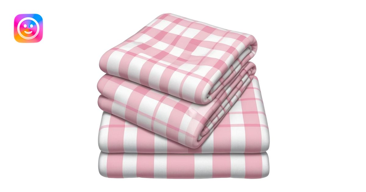 Plaid white and powder pink blanket folded emoji | AI Emoji Generator