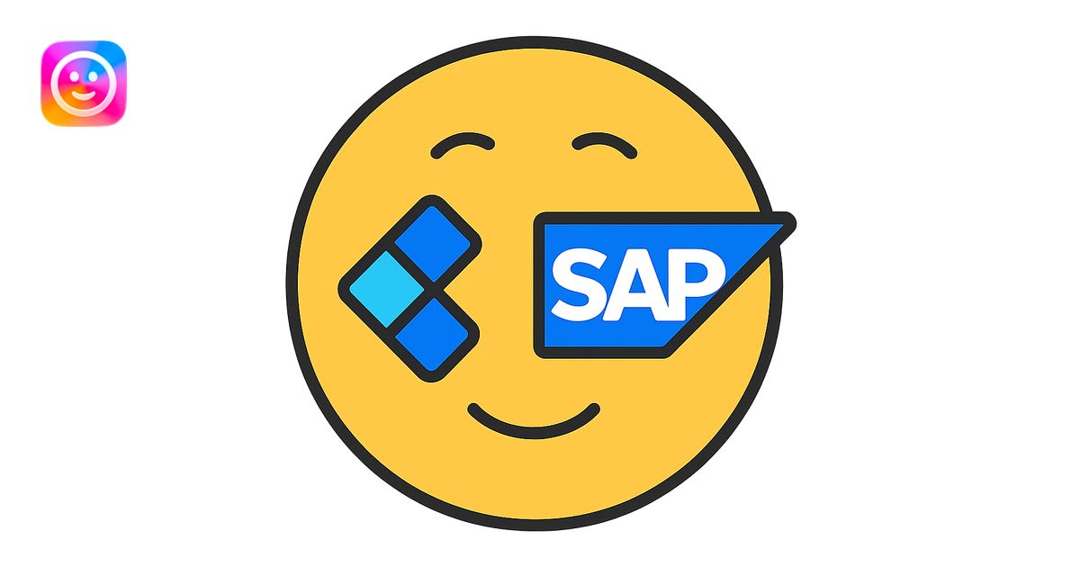 minimalist emoji fusing LeanIX and SAP logos into a single icon with ...