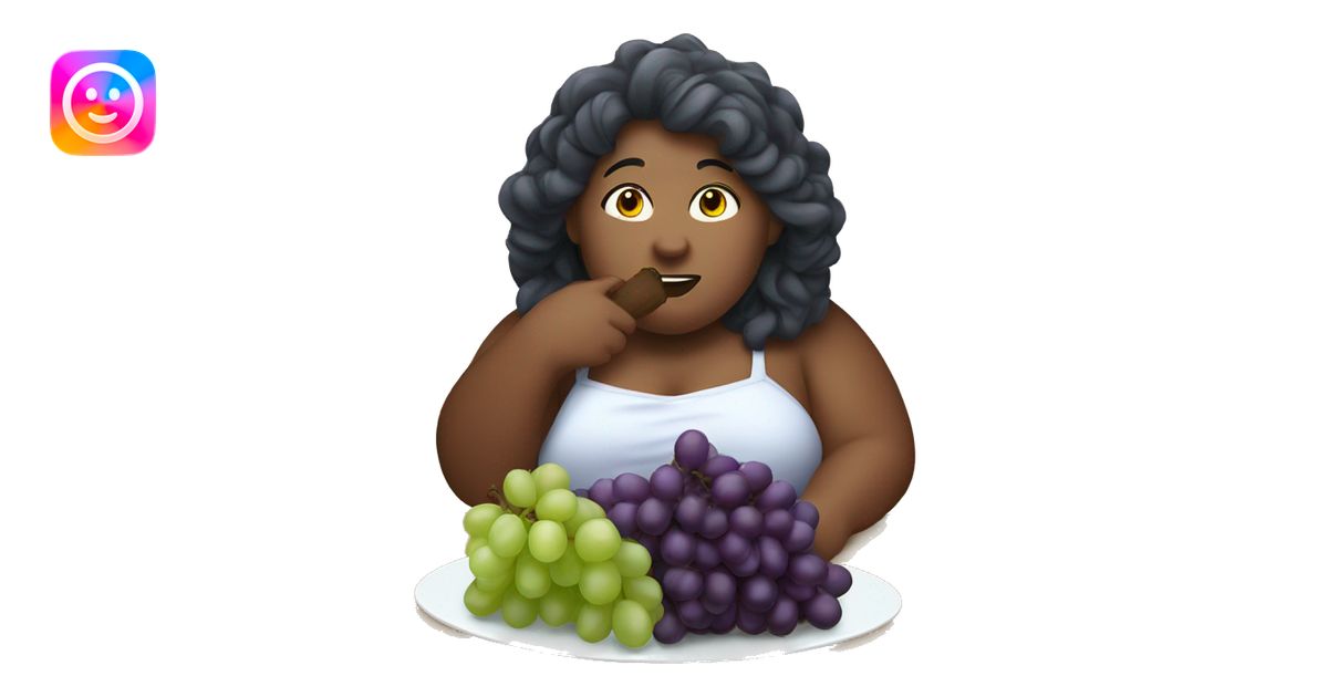 Fat girl eating grapes emoji | AI Emoji Generator