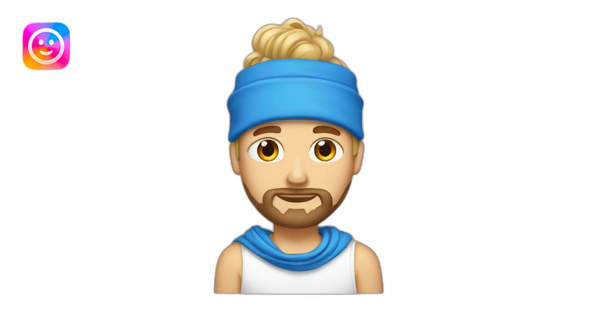 blonde guy with a taper fade, a beard, blue eyes, a big nose, a scarf ...