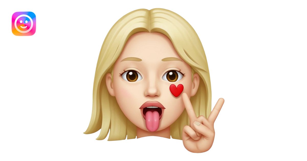 Peace sign in front of mouth with tongue sticking out emoji | AI Emoji ...