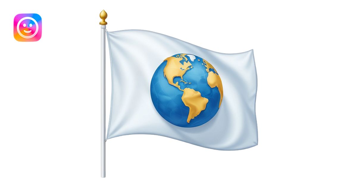 white flag with a globe in the center emoji | AI Emoji Generator