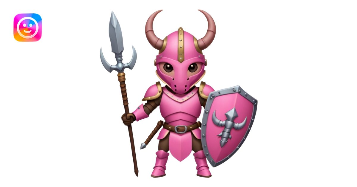 Pink Viking Warrior Ant with armor emoji | AI Emoji Generator