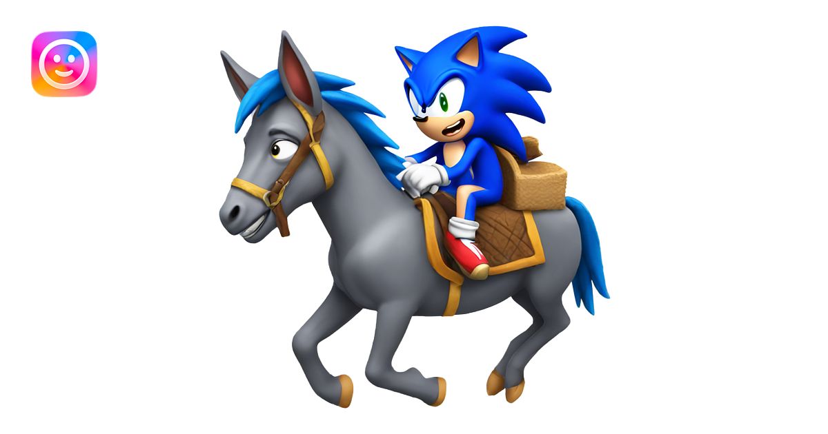 Sonic riding a donkey emoji | AI Emoji Generator