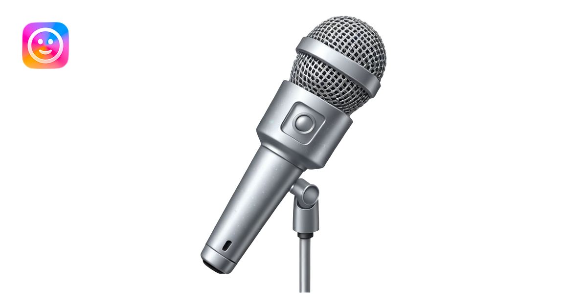 A microphone with gitter emoji | AI Emoji Generator