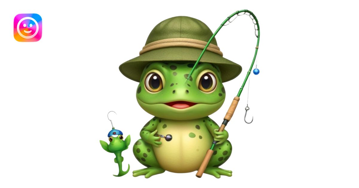 An adorable toad fishing emoji | AI Emoji Generator