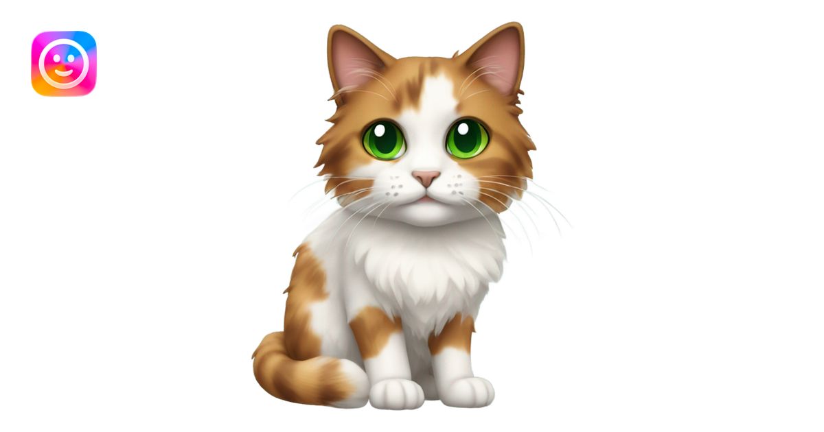 fluffy calico cat with green eyes emoji | AI Emoji Generator