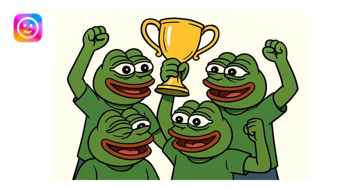 team celebrating with trophy meme | AI Emoji Generator