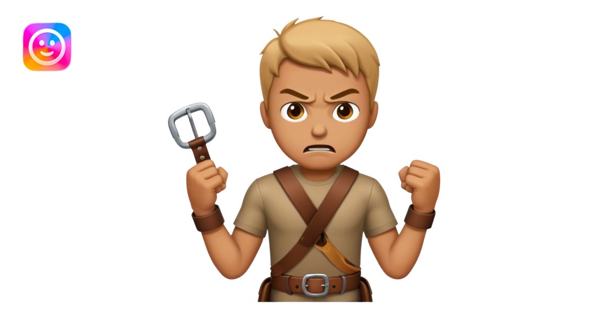 A man angry slanging a belt to someone’s behind emoji | AI Emoji Generator