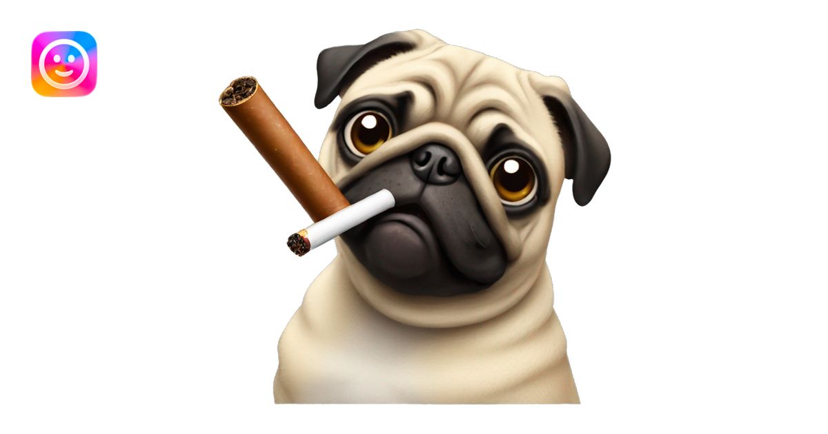 Pug smoking cigar emoji | AI Emoji Generator