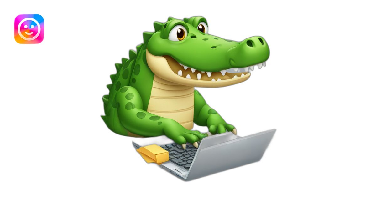 crocodile typing in computer emoji | AI Emoji Generator