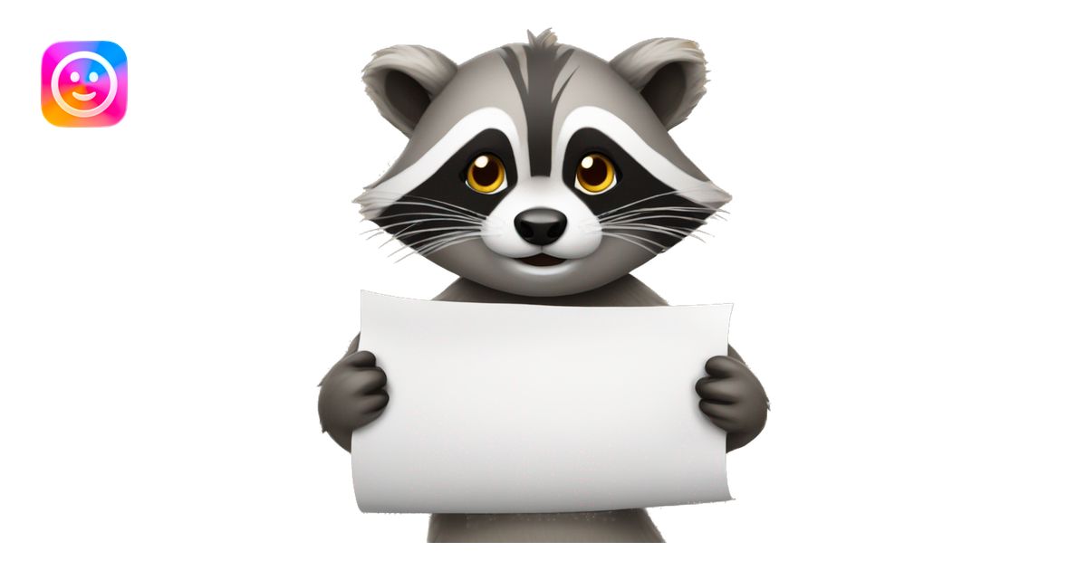 Raccon holding paper writed number 2 emoji | AI Emoji Generator
