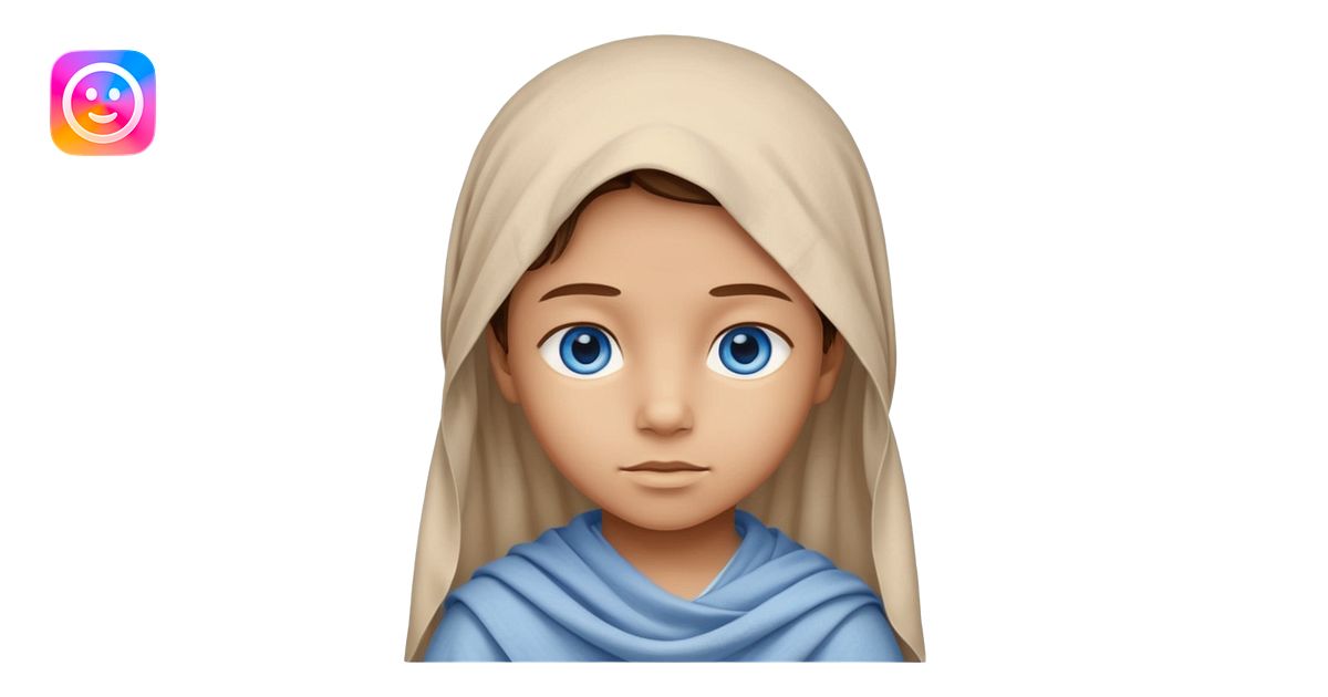 blue eyed desert child with creme cloth emoji | AI Emoji Generator