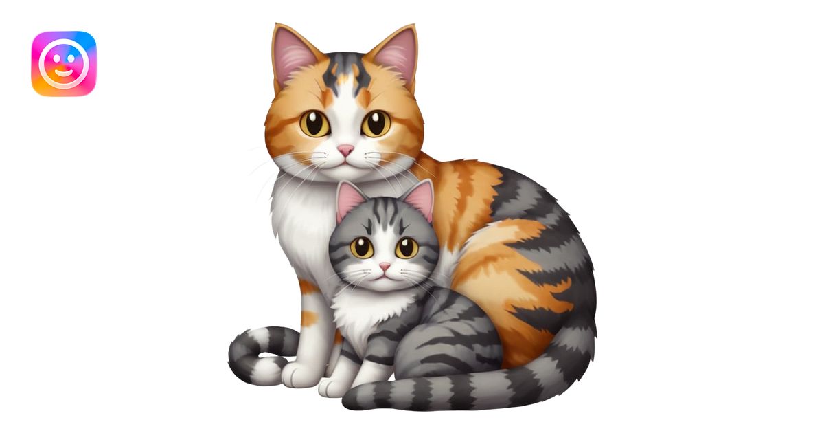 full body colourful light patched calico + white tabby cat cuddling a ...