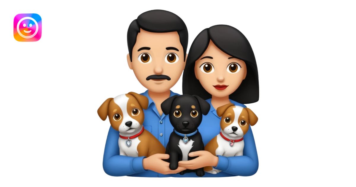 Pareja hombre y mujer, pelo negro ambos, y con dos perritos pincher en ...