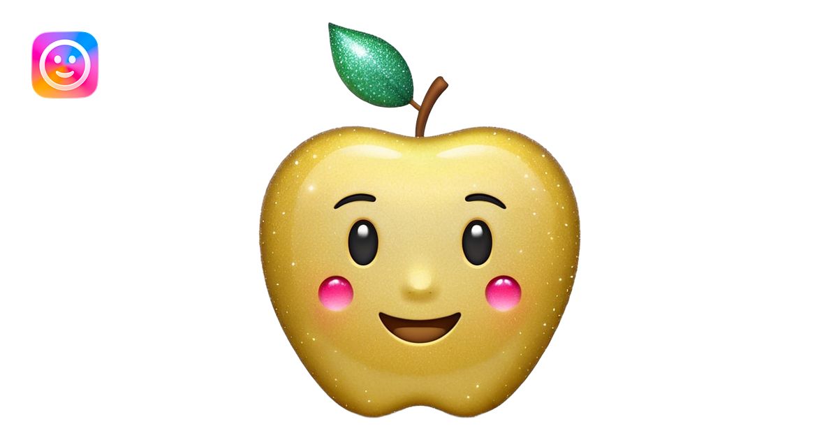 3D Apple-style emoji of fine, tiny glitter dust, sparkling brightly ...