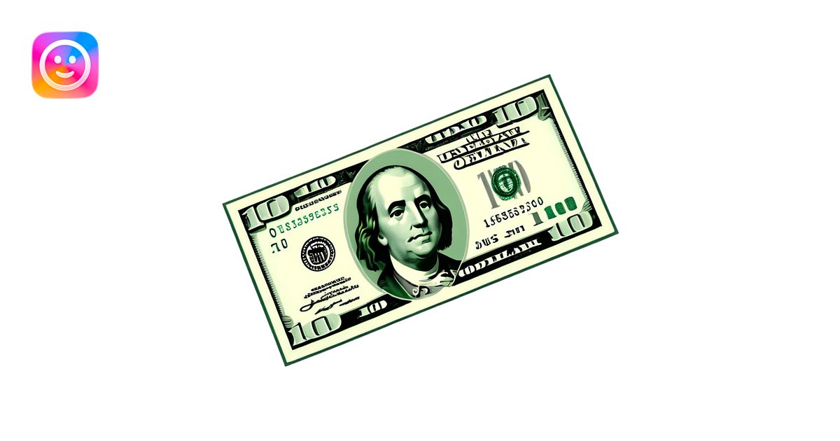 3D realistic US 100 dollar bill sticker, slight perspective, centered ...