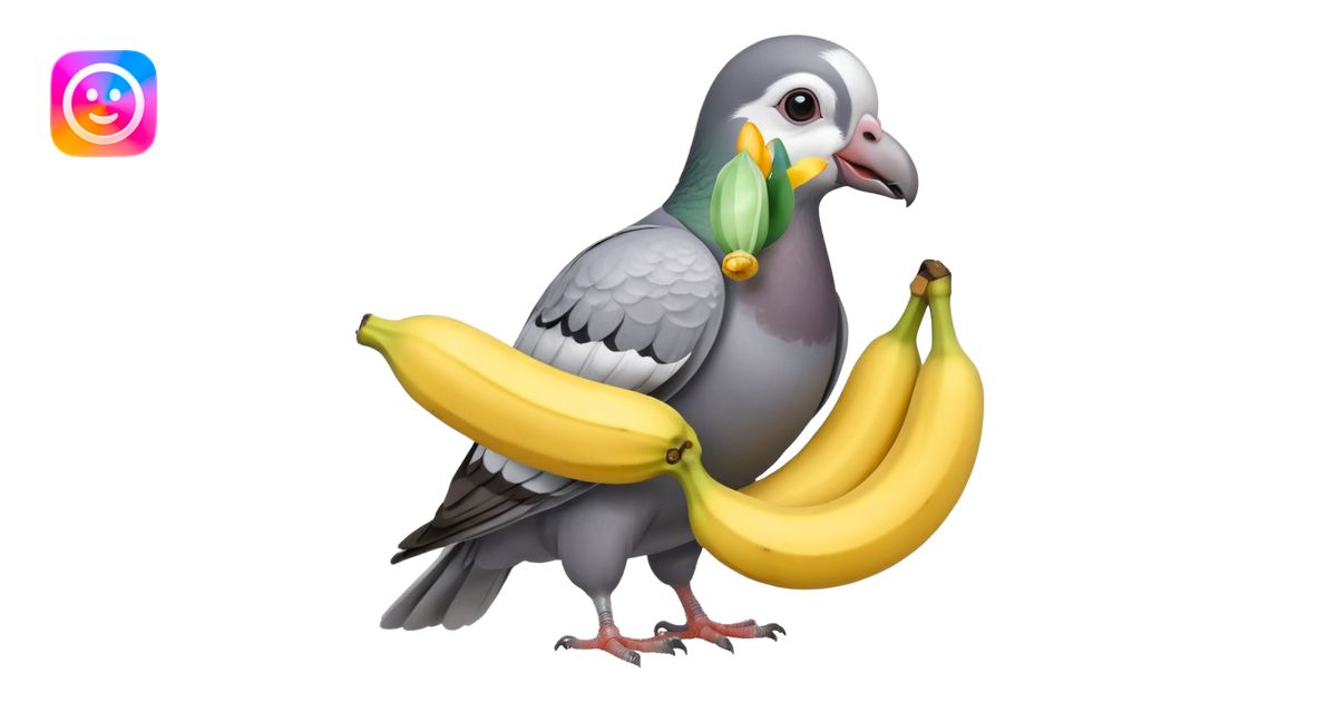 A pigeon holding a banana in his beak emoji | AI Emoji Generator