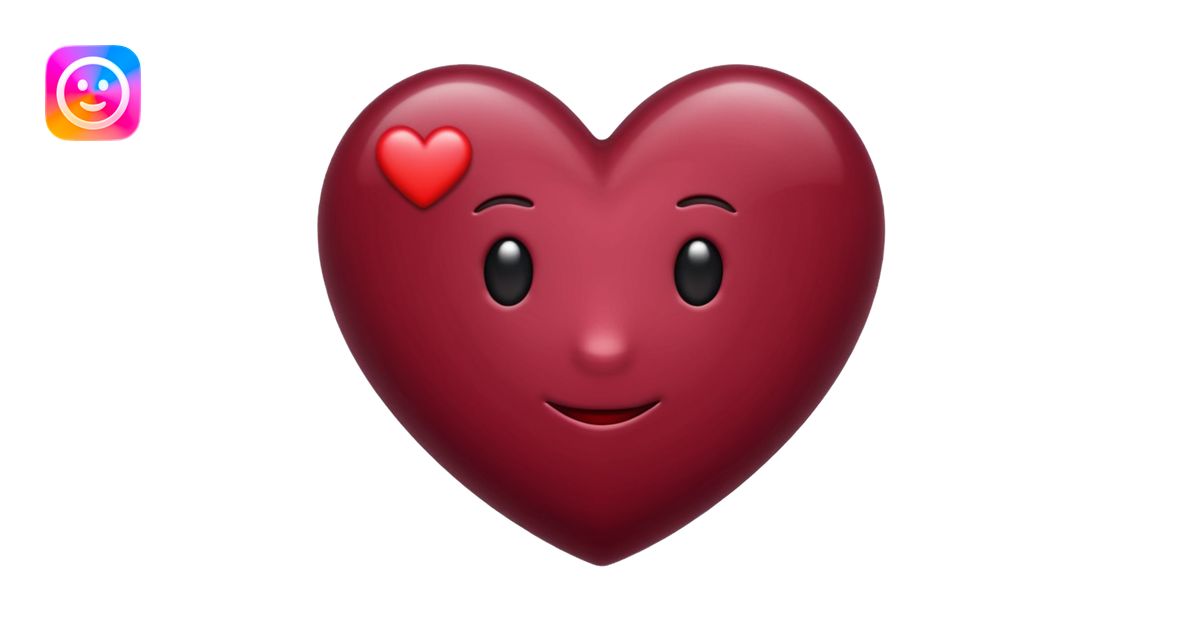 Emoji coeur comme les emojis des sms en bordeaux emoji | AI Emoji Generator