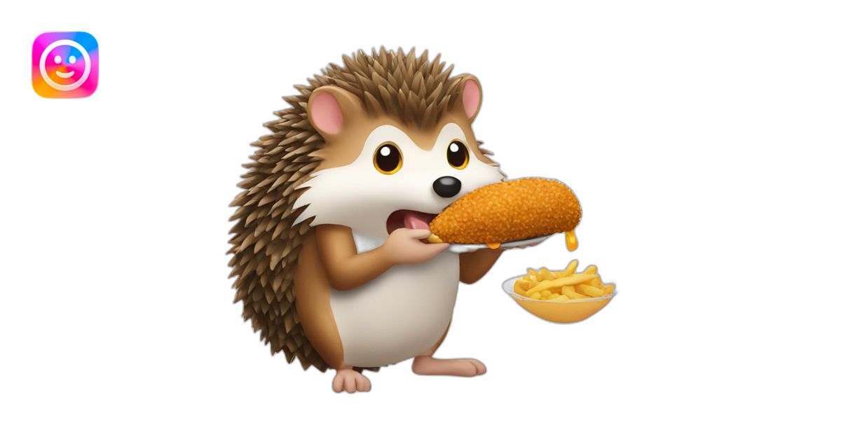 Hedgehog eating fried chicken emoji | AI Emoji Generator