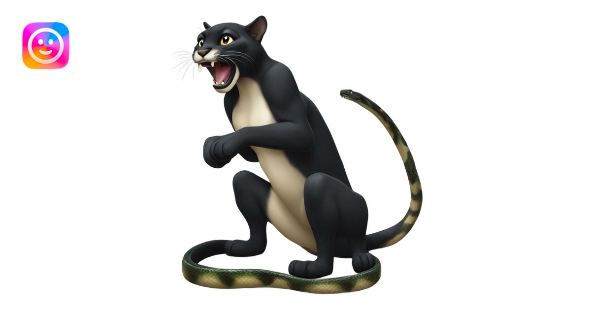 Black puma playing with a snake, elegant and minimalistic style emoji ...
