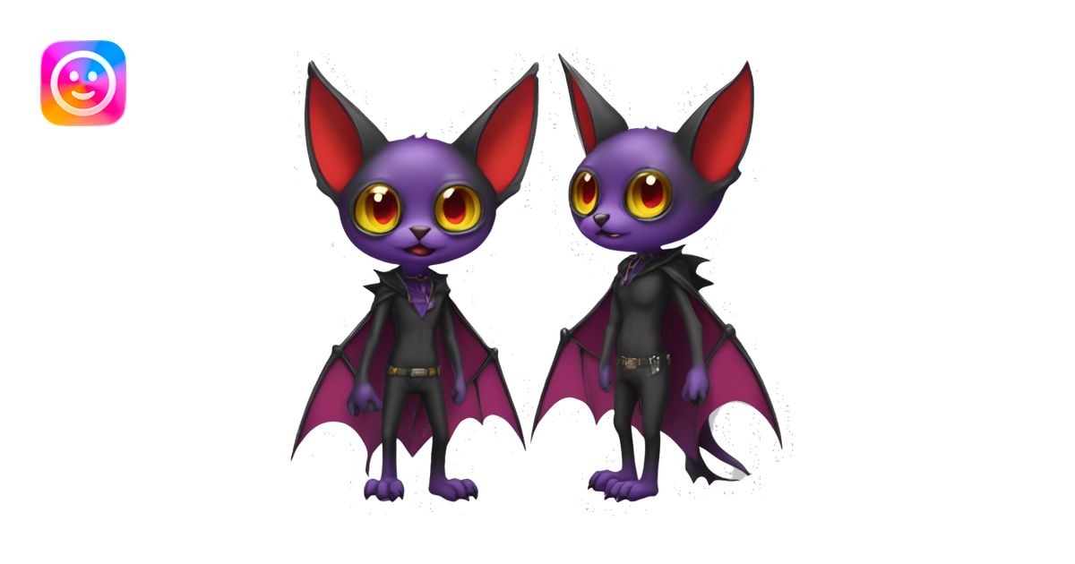 Anthro Black red purple yellow Cool Edgy Punk-Gothic Horned Bat ...