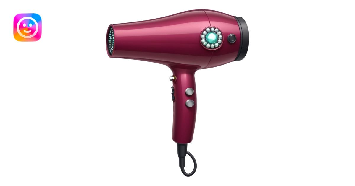 burgundy blow dryer covered in ges emoji | AI Emoji Generator