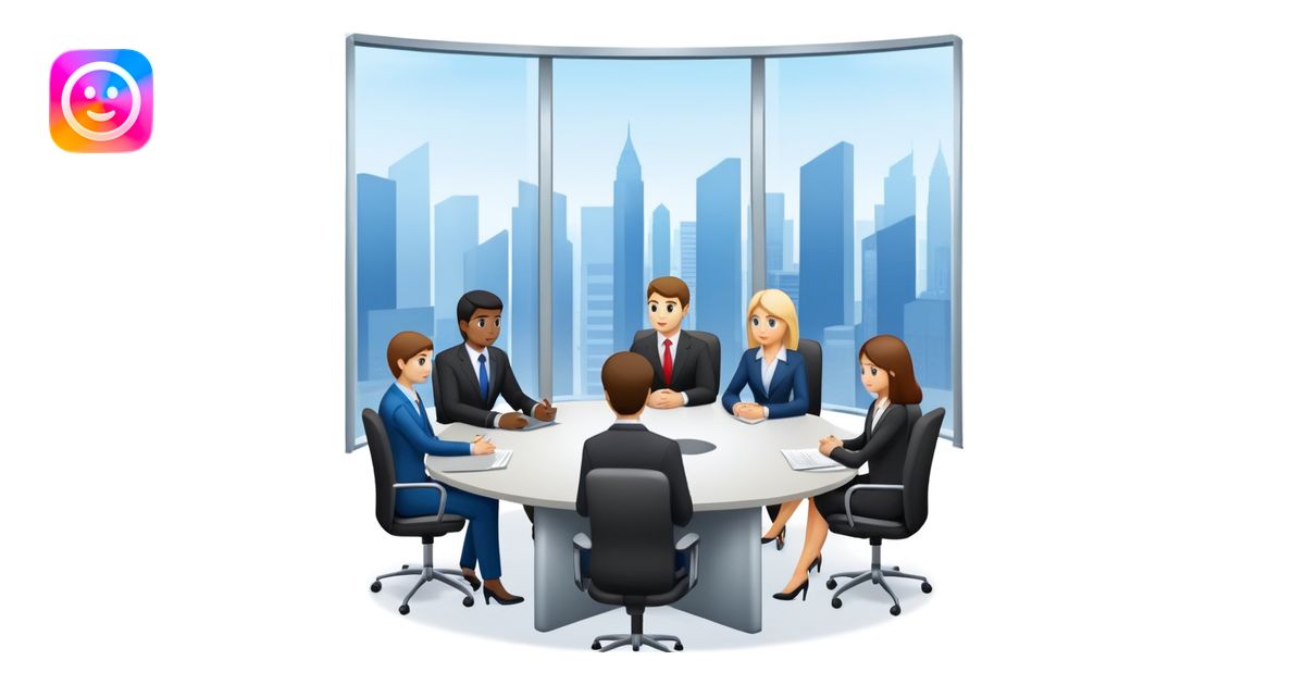 Meeting table with people sitting around it emoji | AI Emoji Generator