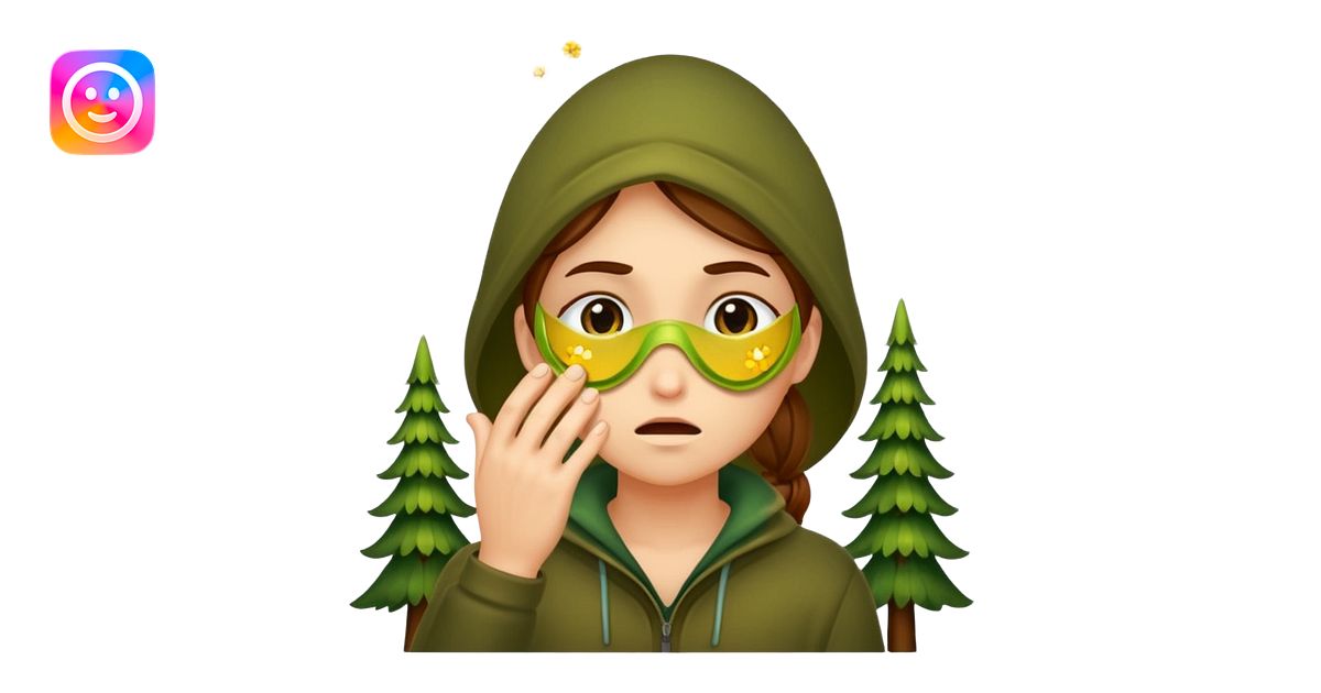 forest rogue rubbing eyes with pollen sparkles emoji | AI Emoji Generator