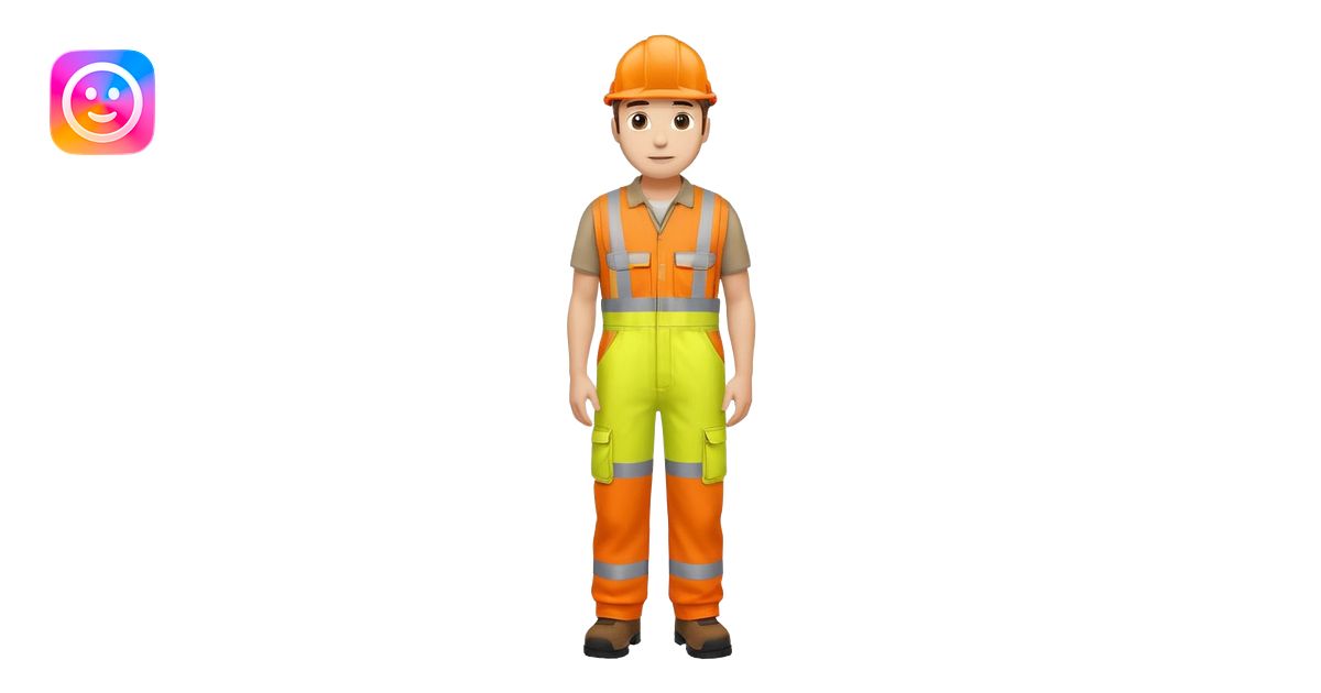 engineer hi-vis orange overalls standing full body emoji | AI Emoji ...