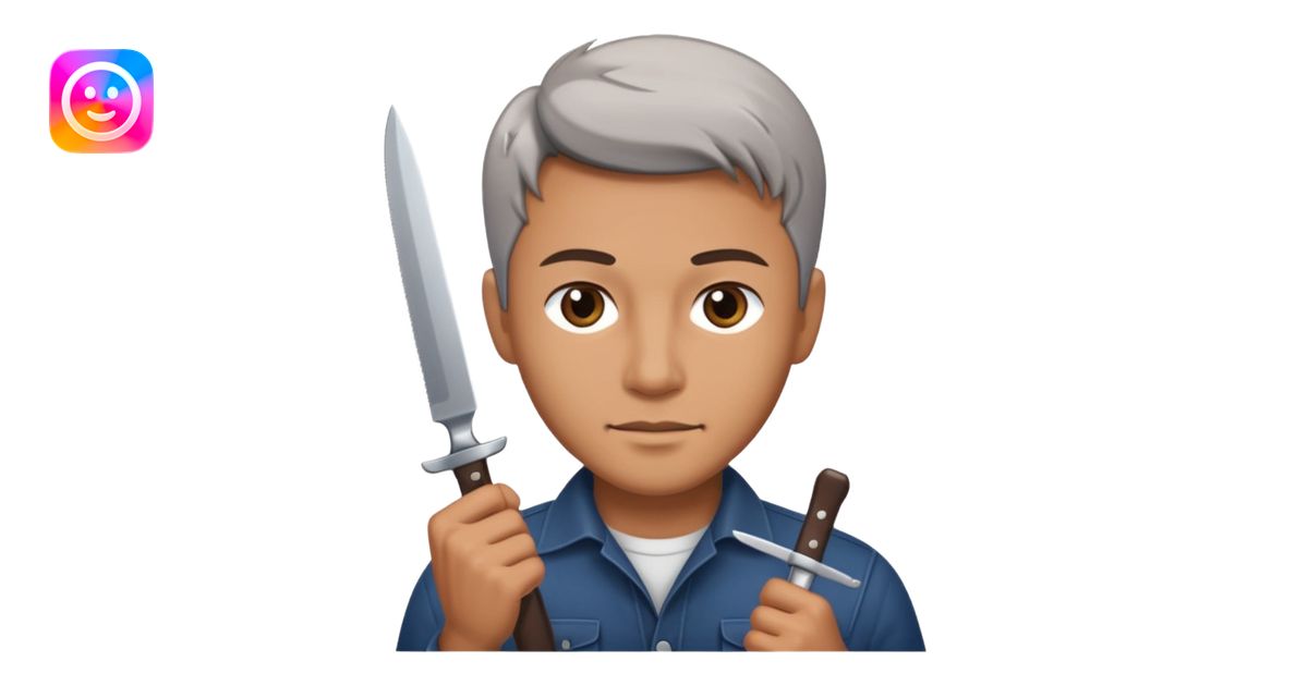 Un señor guapo con un cuchillo emoji | AI Emoji Generator