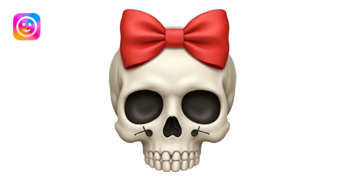 skull with small bow on side head emoji | AI Emoji Generator