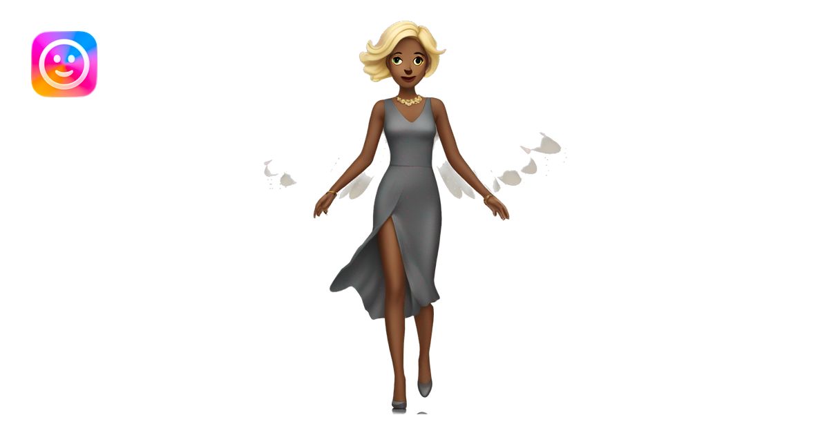 woman on runway with wings emoji | AI Emoji Generator