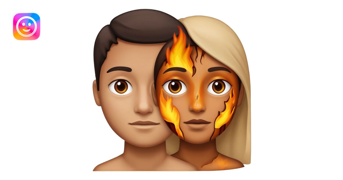 one half normal face other half burnt skin emoji | AI Emoji Generator