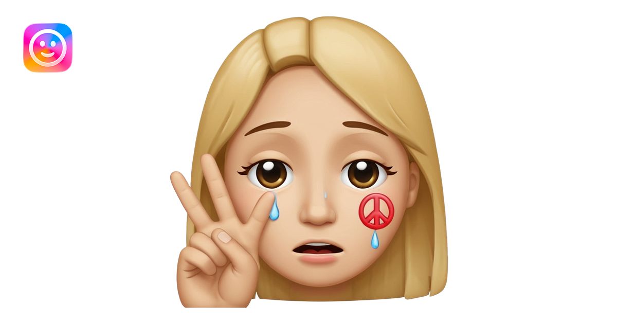 Crying face with a peace sign emoji | AI Emoji Generator