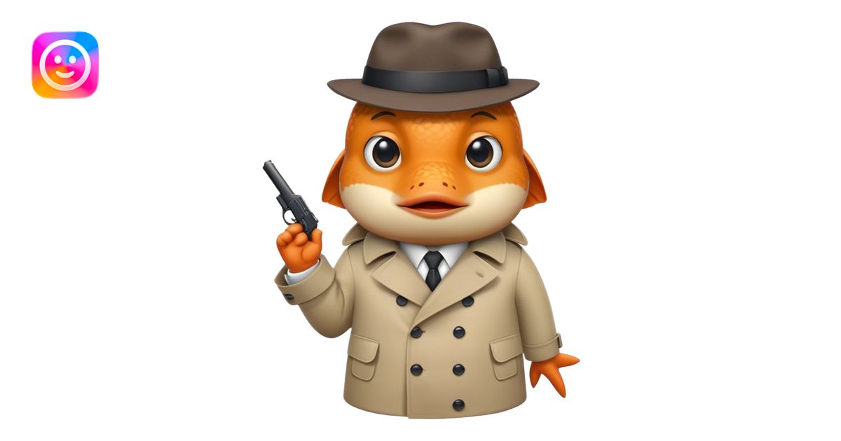 fish dressed as a spy emoji | AI Emoji Generator