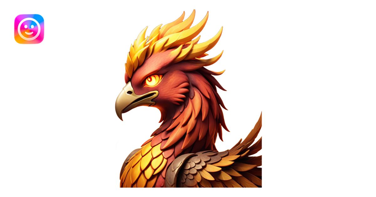 Cinematic Battle-Hardened Mystical Fire Phoenix Portrait Emoji, head ...